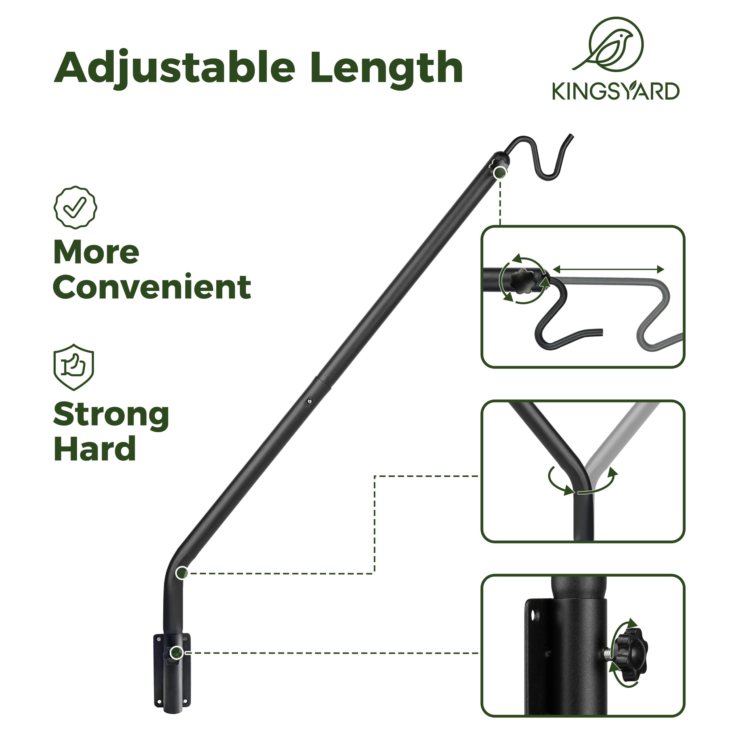 Snapklik.com : 2 Pack Heavy Duty Wall Mounted Deck Hook, 27"-39 ...