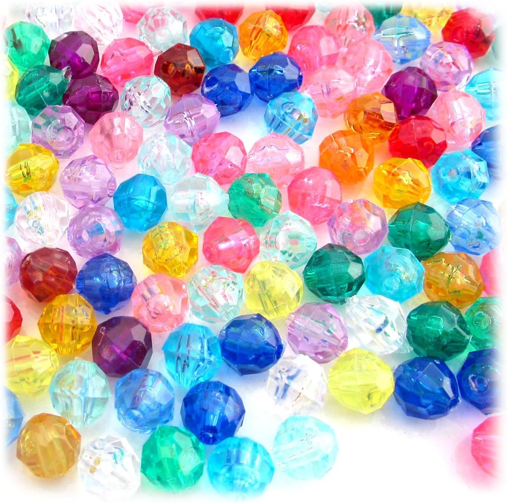 Amazon.com: BeadTin Gold Sparkle 8mm Faceted Round Plastic Craft Beads ...