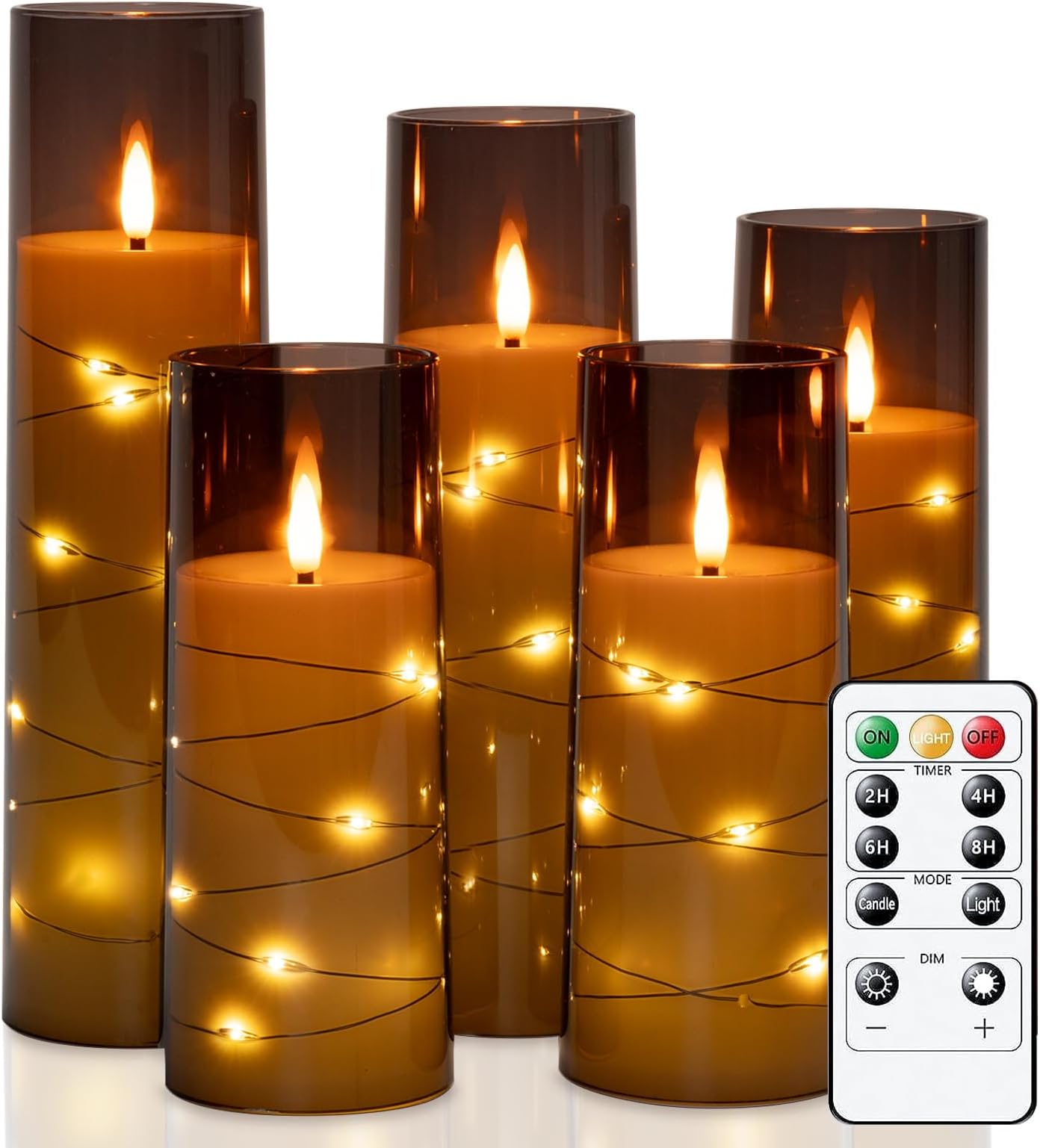 Amazon.com: Flameless Candles,with Embedded Star String, Battery ...