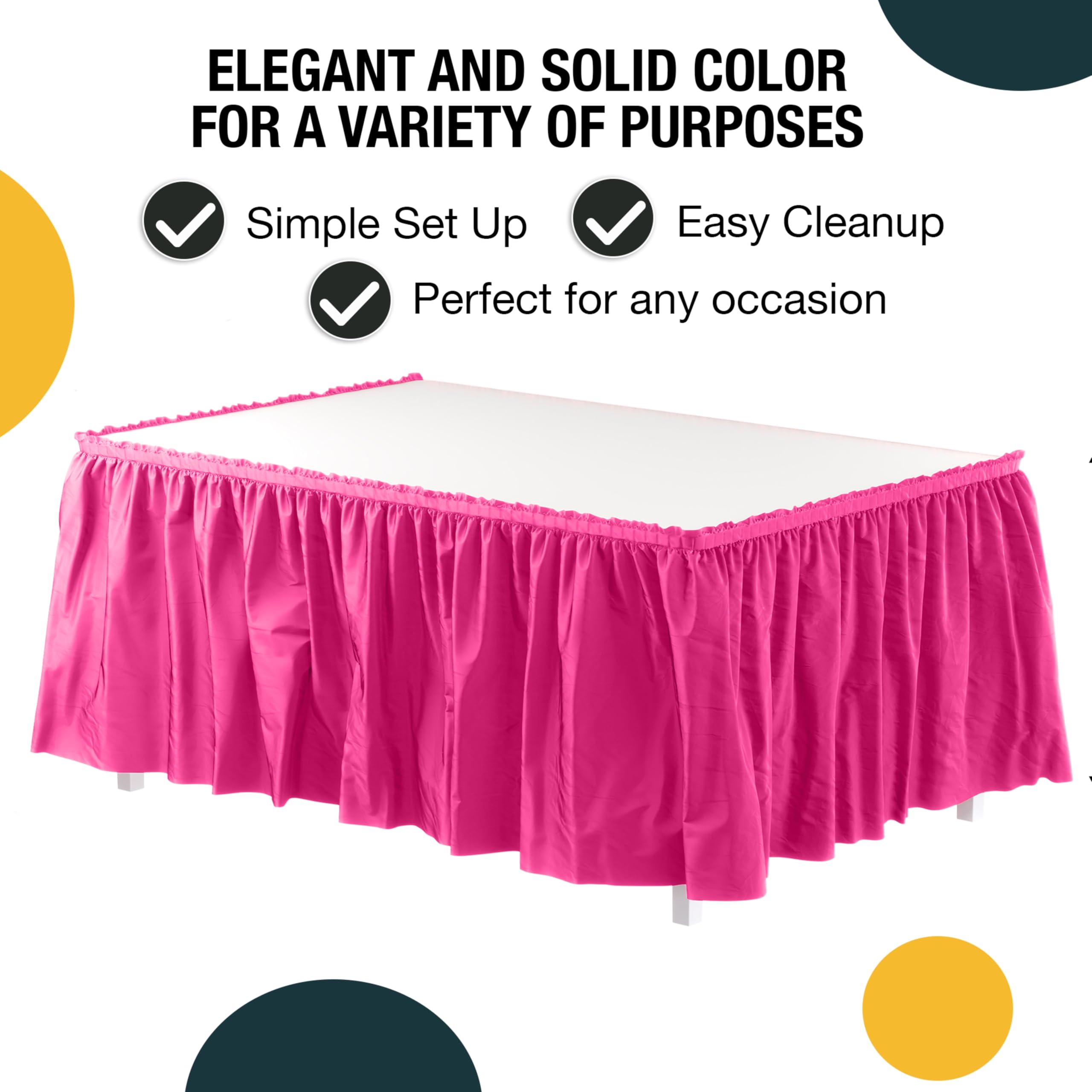 Snapklik.com : Exquisite Ruffle Table Skirt Cerise 48 Pack 14 Ft Long ...