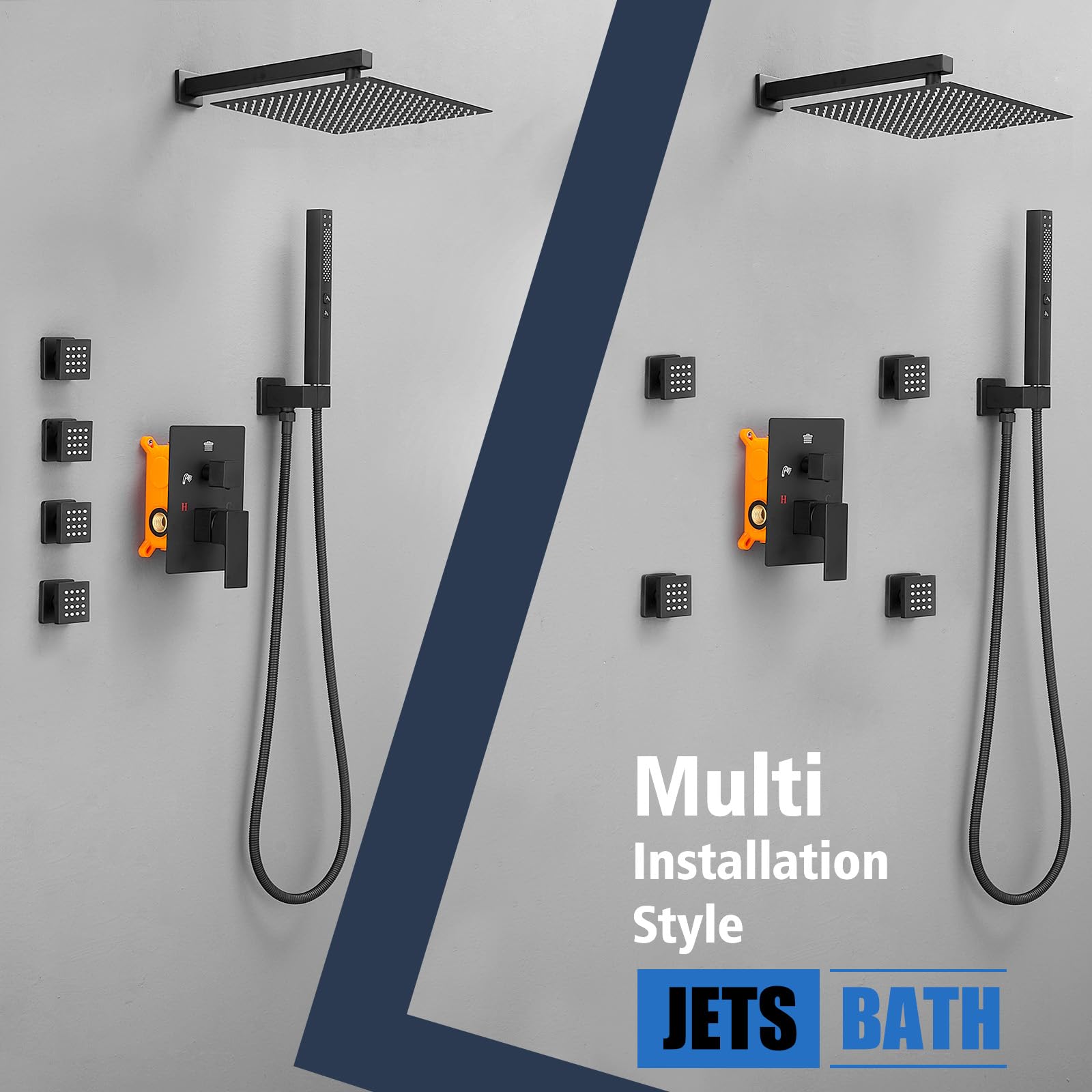 RUMOSE Rainfall Shower System with 4 Full Body Jet 4 Mode Shower Faucet ...