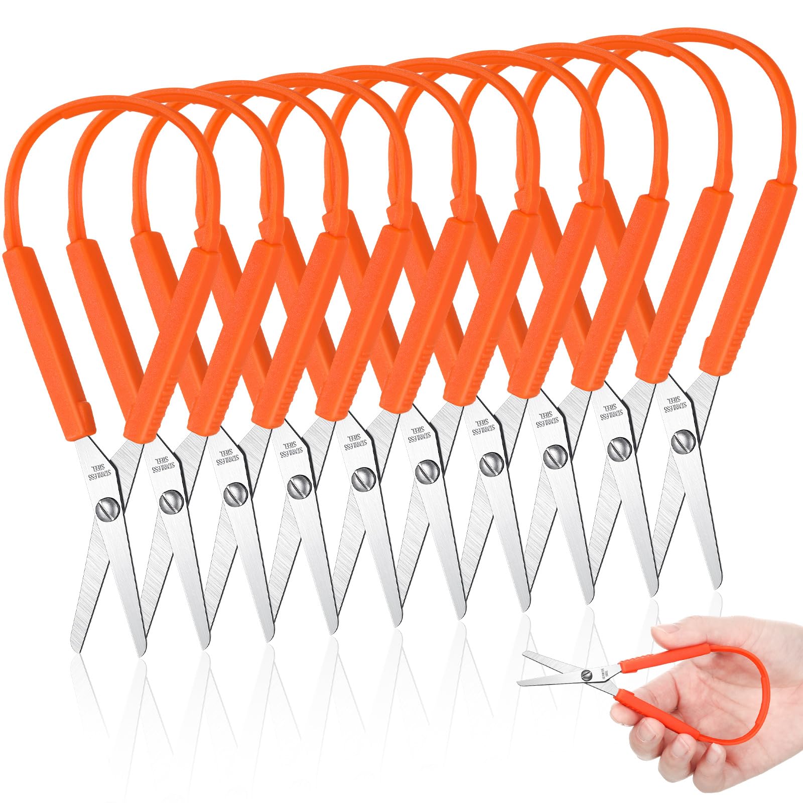 Snapklik.com : Honoson 10 Packs Loop Scissors For Kids 5.5 Inches Grip ...