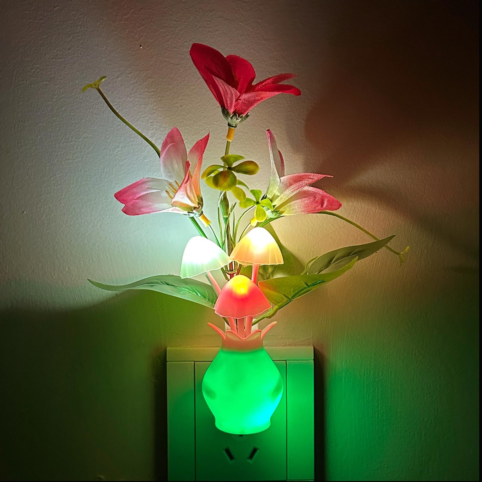 Rienar Sensor Led Night Light, Color Changing Plug-in LED Mushroom ...