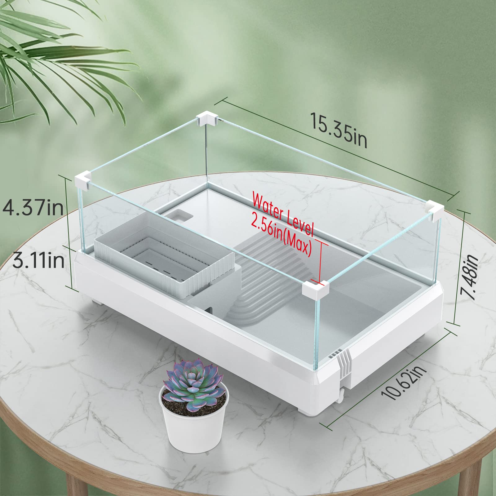 Glass Turtle Tank Aquarium, SILICAR Turtle Habitat Reptile Terrarium ...