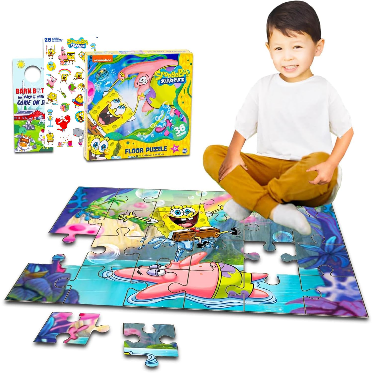 Amazon.com: Spongebob Squarepants Floor Puzzle Set - Bundle with 36 Pc ...