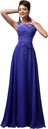 GRACE KARIN Women Prom Chiffon Long Evening Dress Blue Size 18 CL7555-6 ...