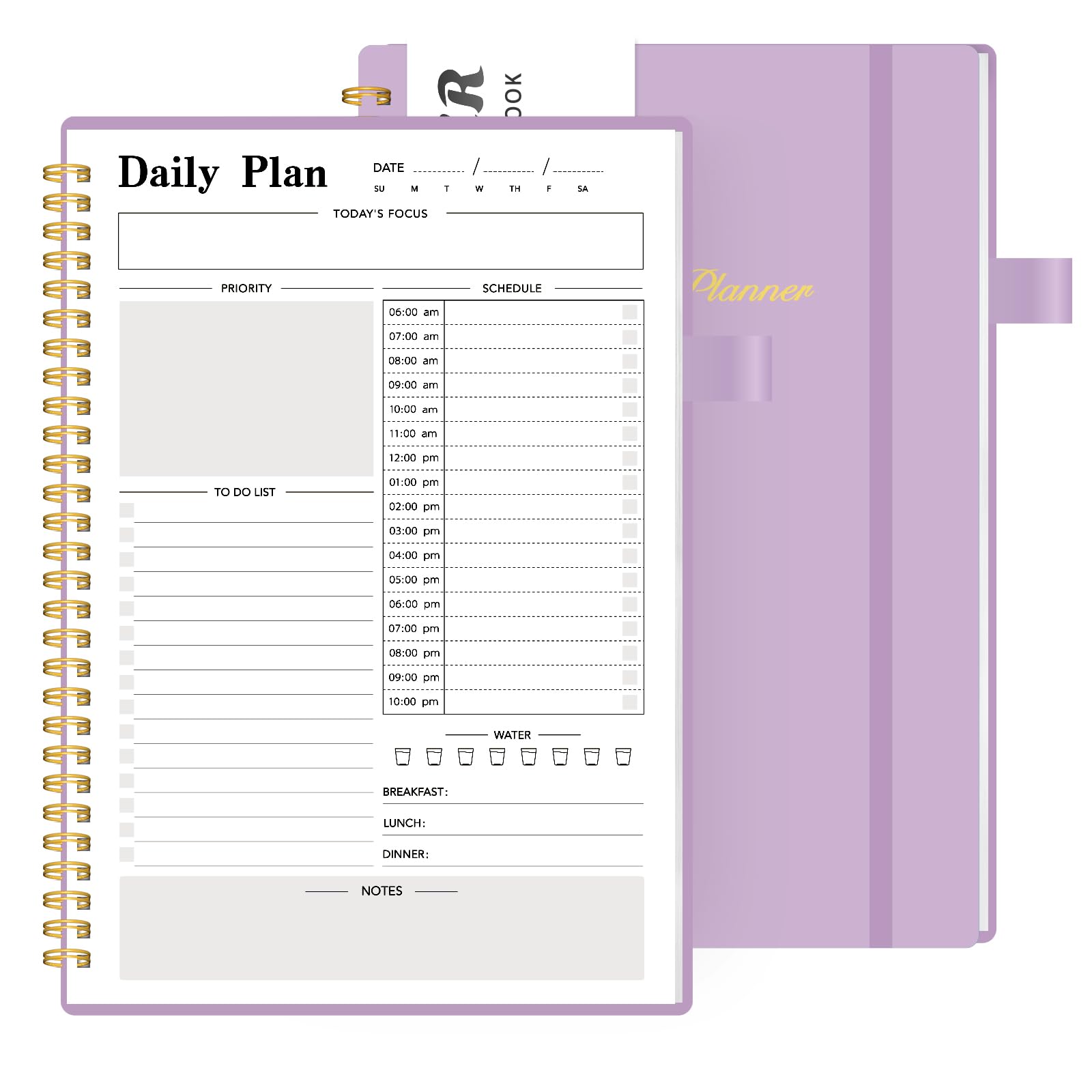 Daily Planner Undated, To-Do List Notebook with Hourly Schedule, (7x10 ...
