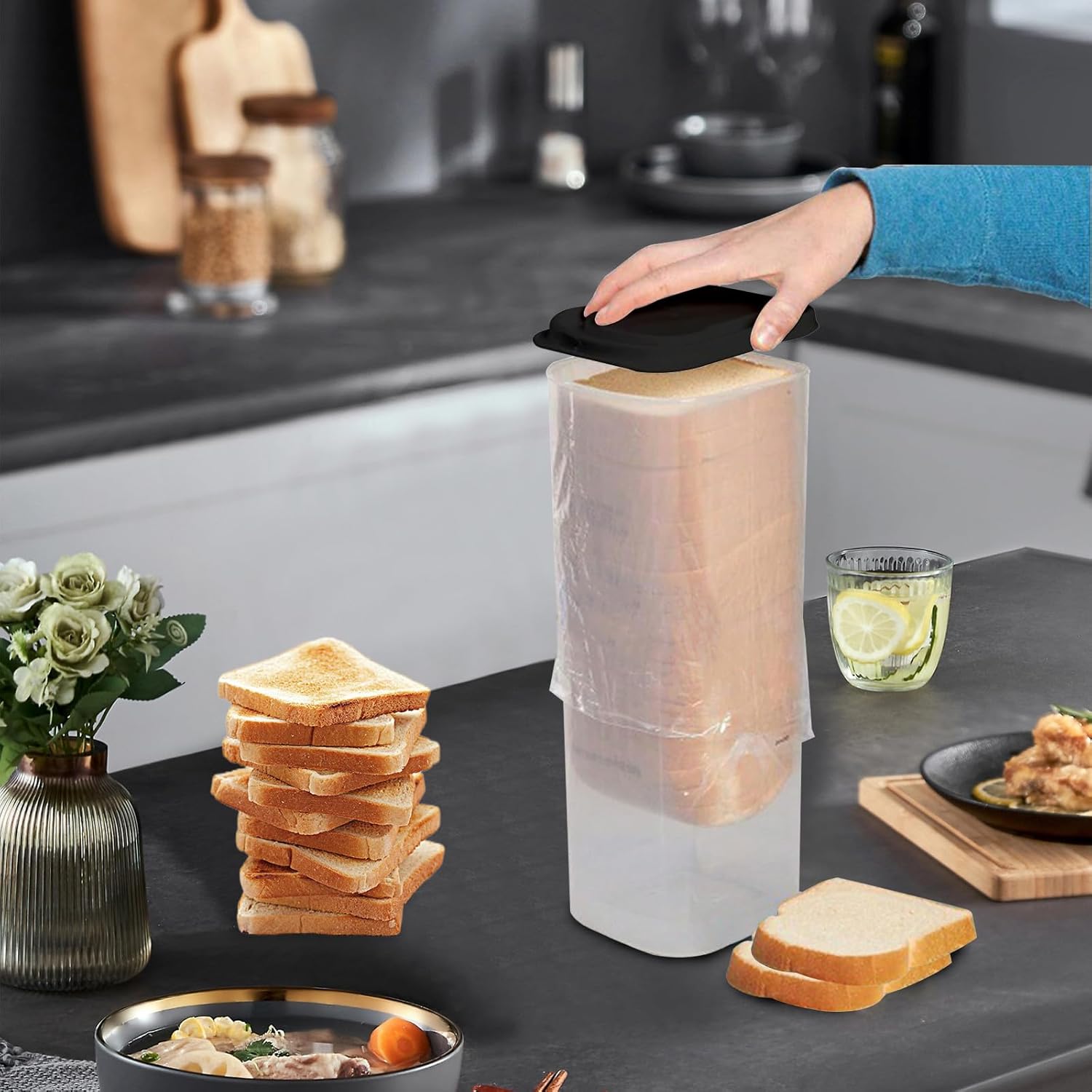 Amazon.com: Bread Box, Bread Storage for Kitchen Counter, Bread Bin ...