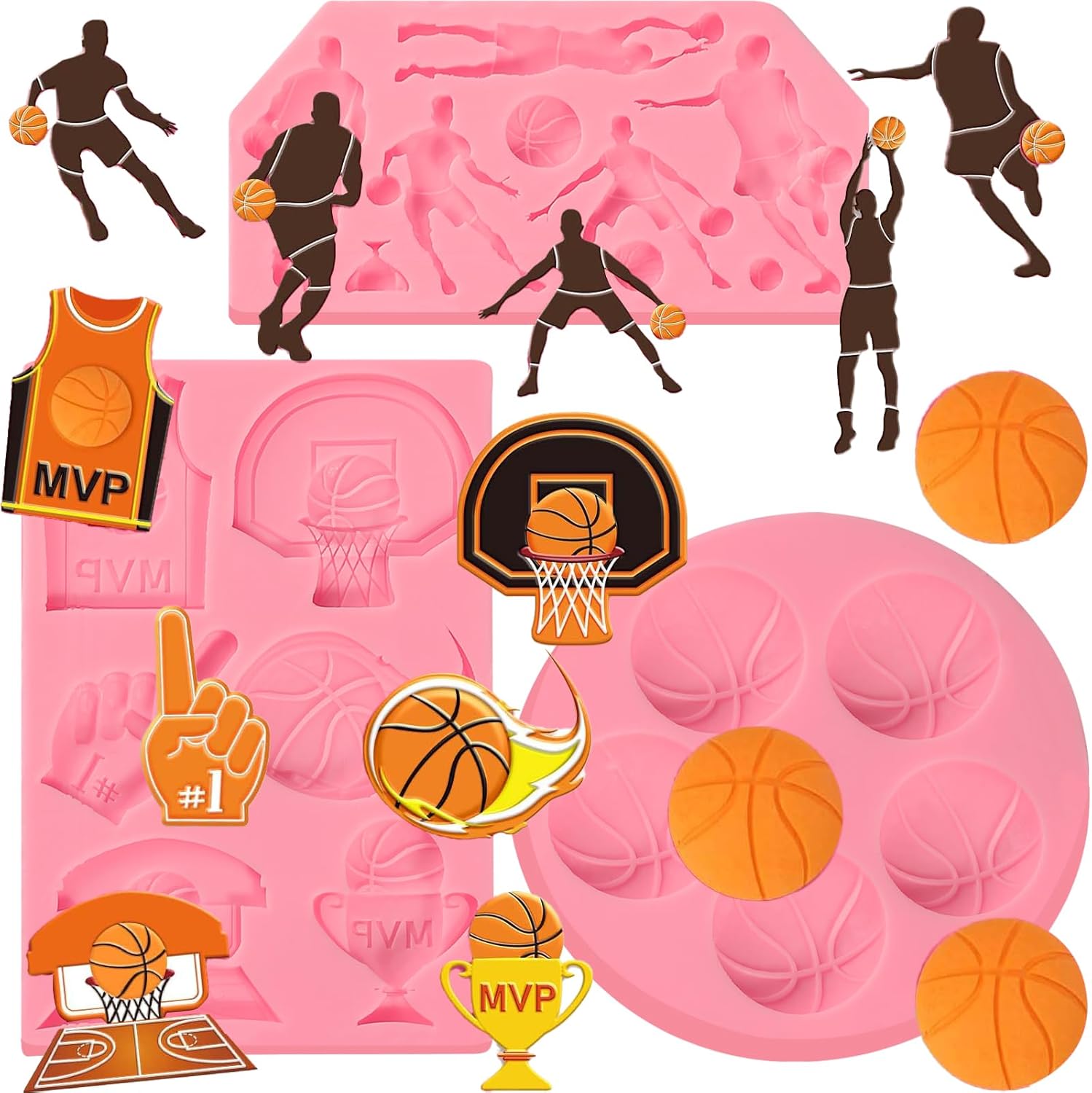 Amazon.com: ICNYEKl Basketball Fondant Mold 3 Pcs, Sports Theme ...