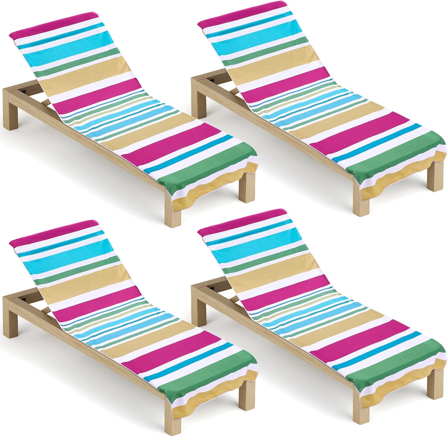 Amazon.com : 4 Pieces Pool Lounge Chair Cover Microfiber Chaise Beach ...