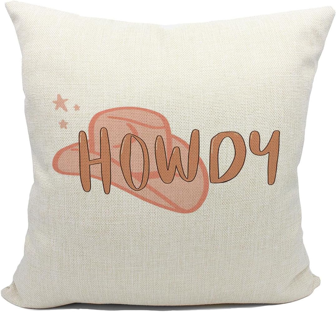 Amazon.com: Retro Western Pink Preppy Howdy Cowboy Hat Throw Pillow ...