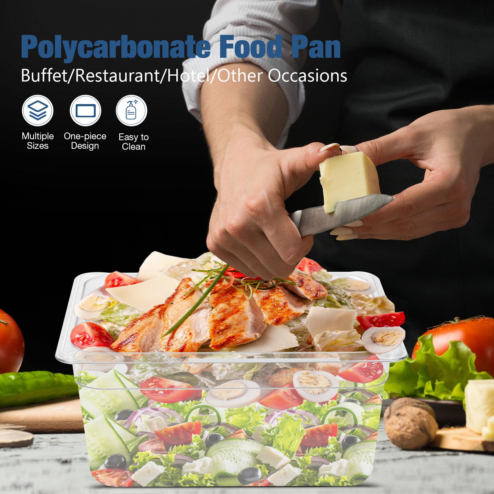 Restlrious Food Pan 1/2 Size Plastic 6’’ Deep Food Pan Polycarbonate ...