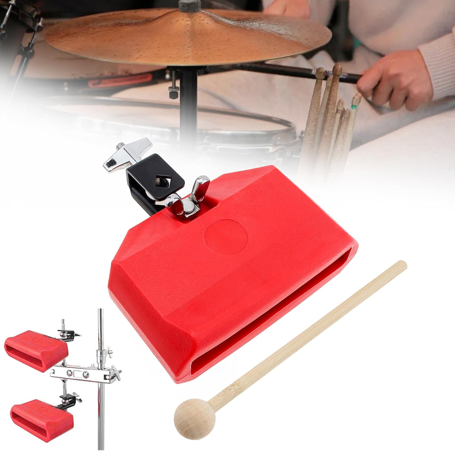 MuzcYM Jam Drum Block Latin Percussion Musical Percussion Jam Block Red ...