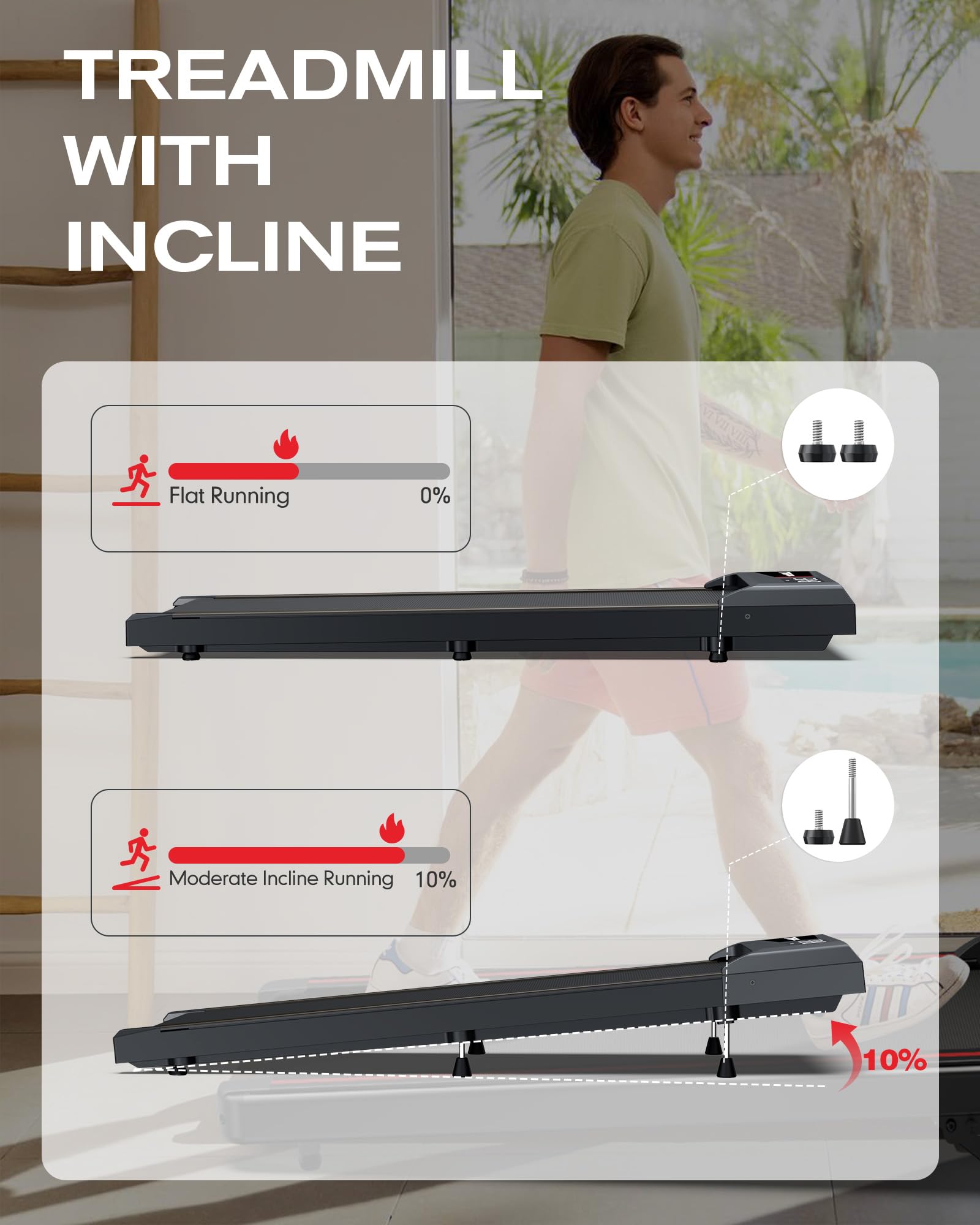 Snapklik.com : Adjustable 10% Incline Treadmills For Home, Walking Pad ...