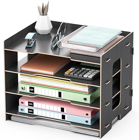 jopoo Office File Tray, A4 Desk Tidy Organiser, 4 Tier Document/Paper ...