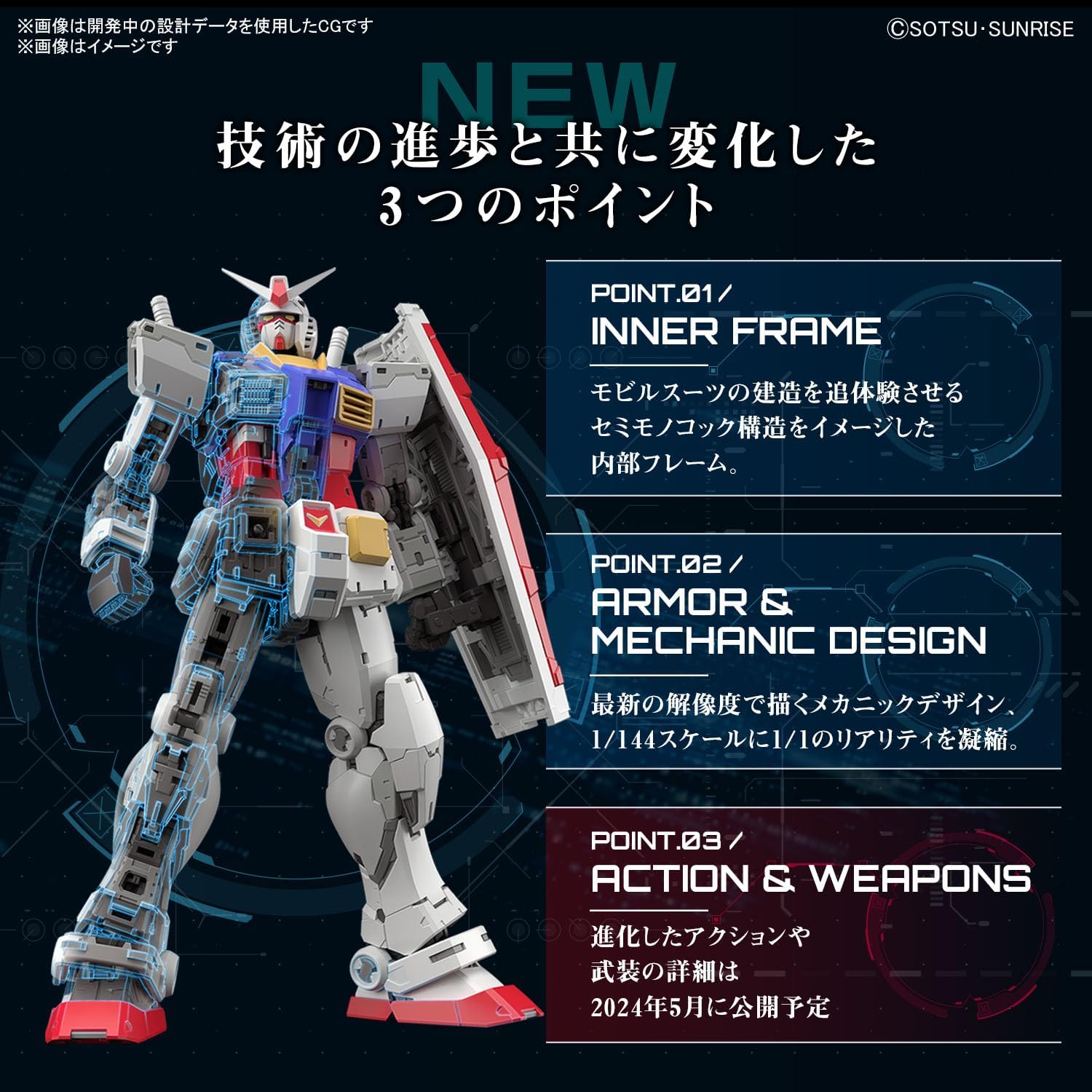 Bandai Hobby - Mobile Suit Gundam - RX-78-2 Gundam ver. 2.0, Bandai Spirits RG 1/144 Model Kit