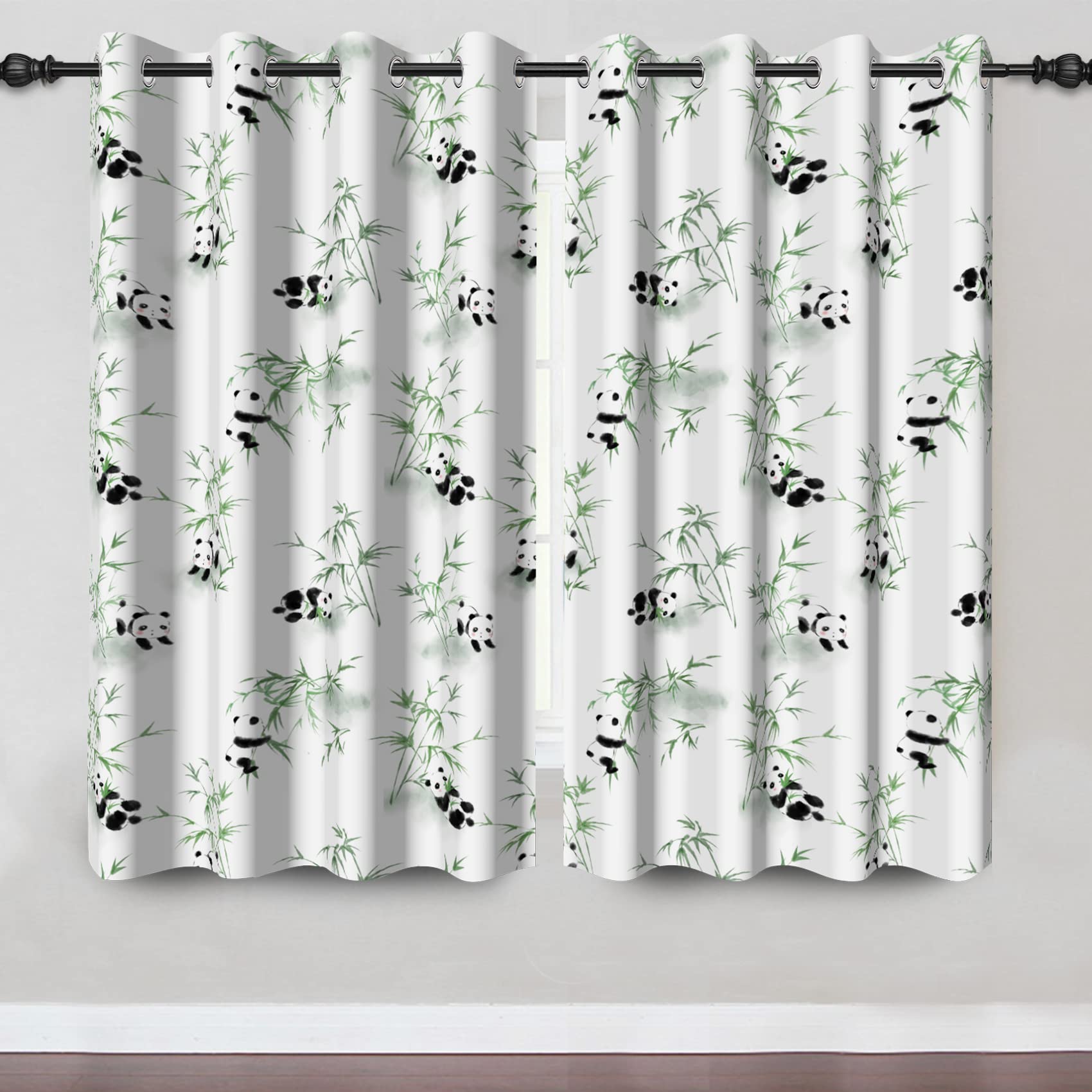 Baocicco Panda Window Curtains Small Panda Portraits Drapes with ...