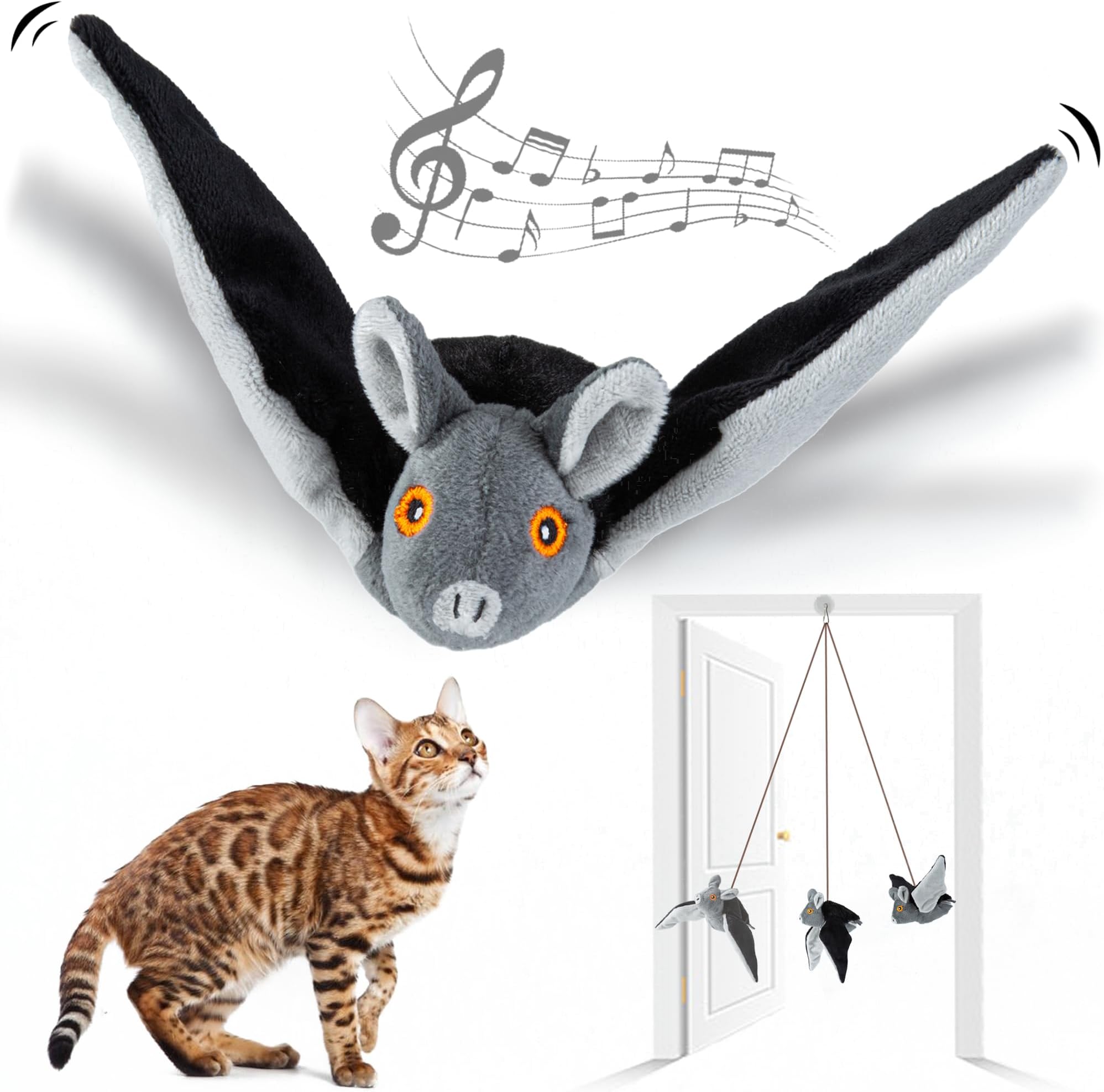 Amazon.com : Vealind Interactive Cat Toys Flapping Bat for Indoor Cats ...