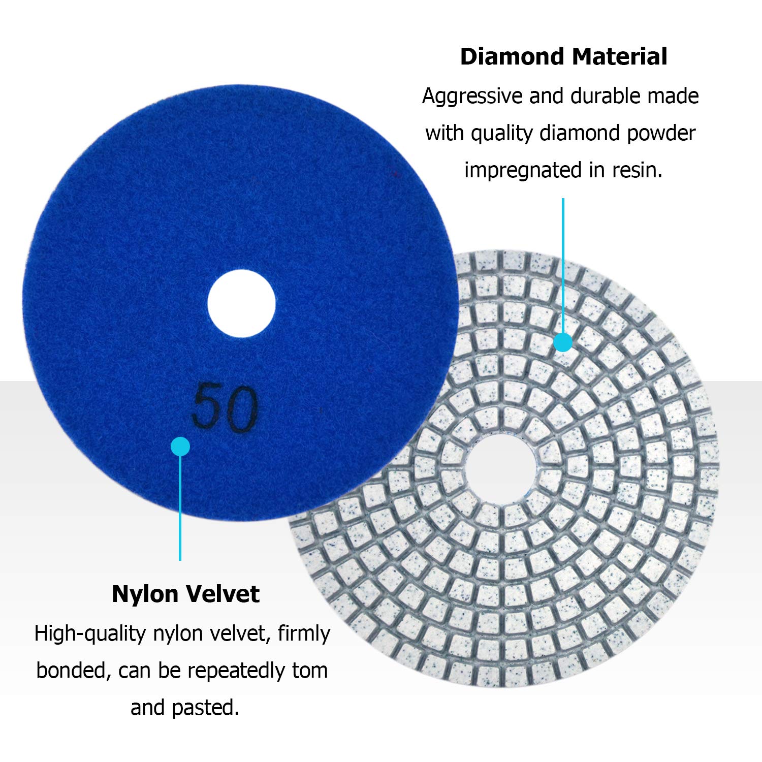 16PCS Wet Dry Diamond Sanding Pads Kit 4 Inch Diamond Polishing Pad 30 ...