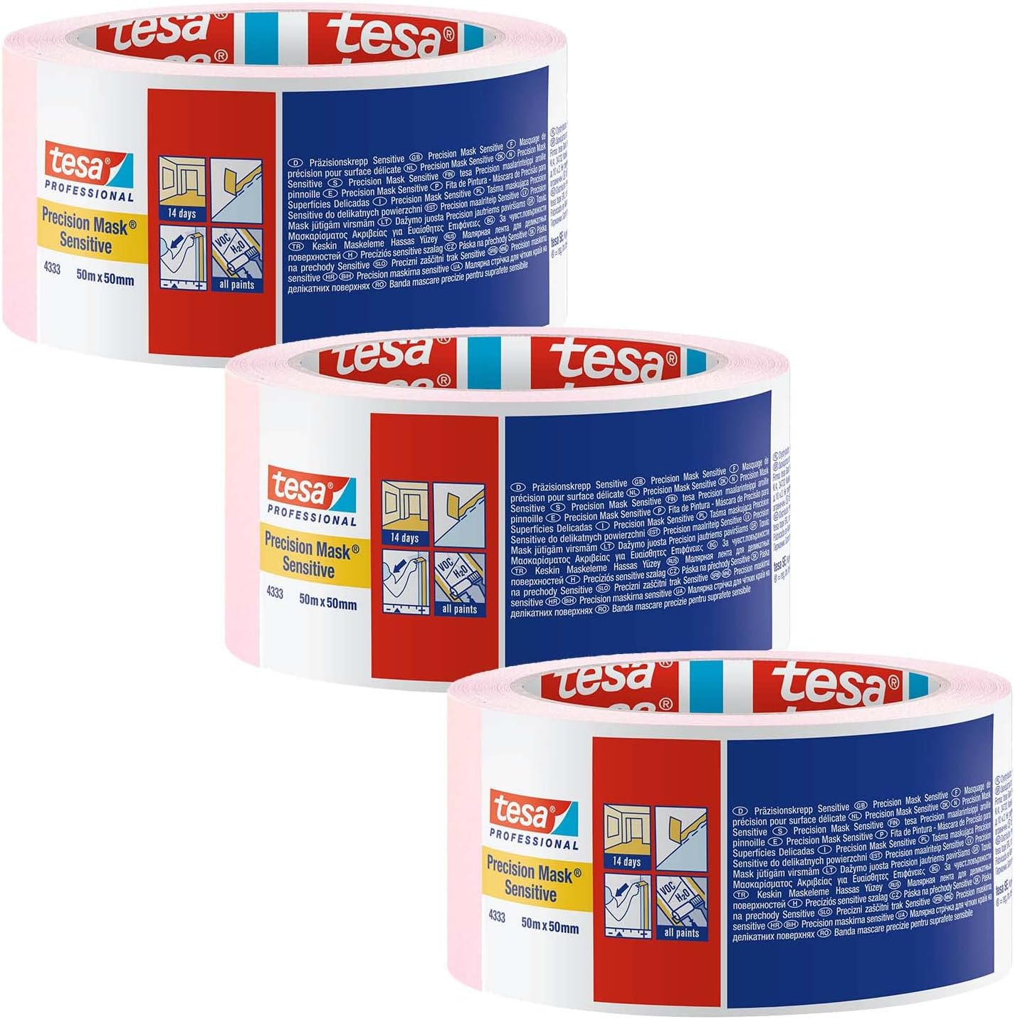 tesa Ruban de Masquage Standard - Lot de 2 - Adhésif Forte Adhérence ...