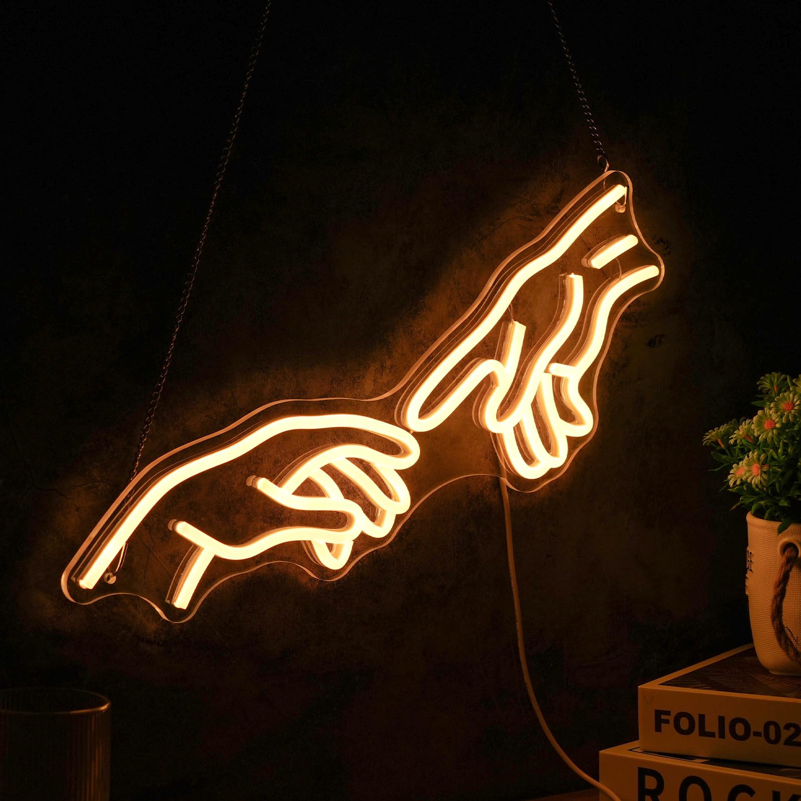 Snapklik.com : Hands Of God Neon Sign, Gesture Neon Sign For Wall Decor ...