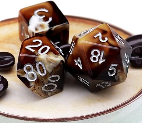 Amazon.com: Haxtec Coffee DND Dice Set 8PCS Filled Resin Polyhedral D&D ...