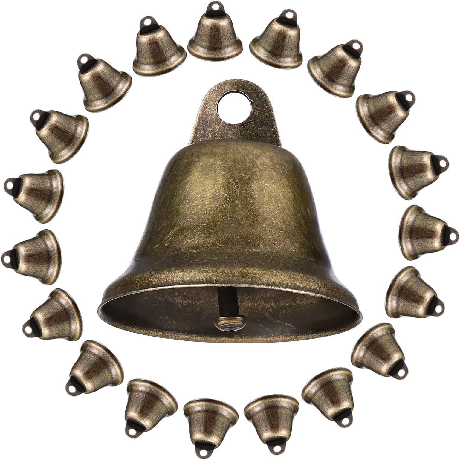 Belle Vous 35 Pack Vintage Bronze Craft Jingle Bells - 40 x 35mm - Mini ...