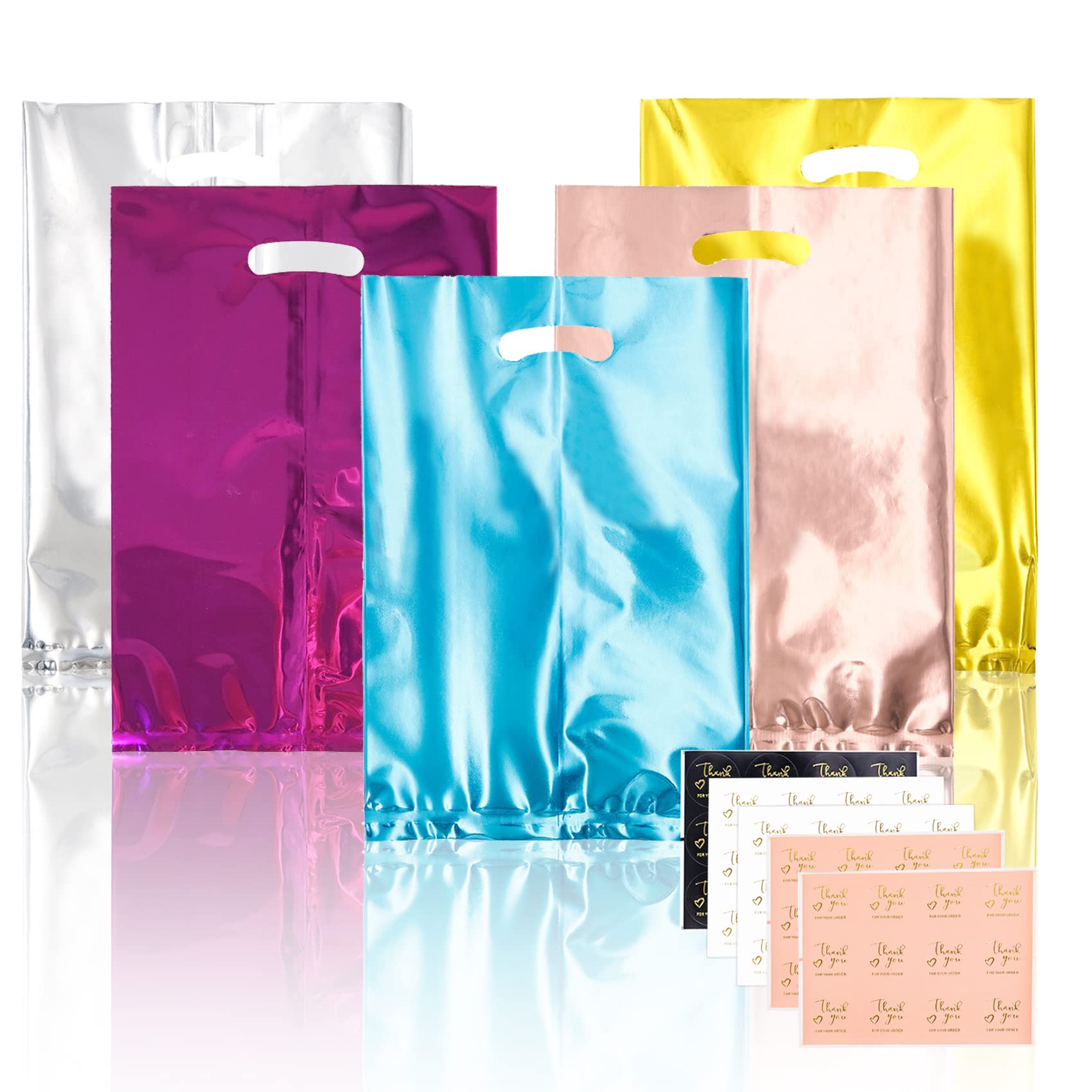 50PCS Plastic Party Bags, 5 Colors Party Favour Bags Treat Bags for Kid ...