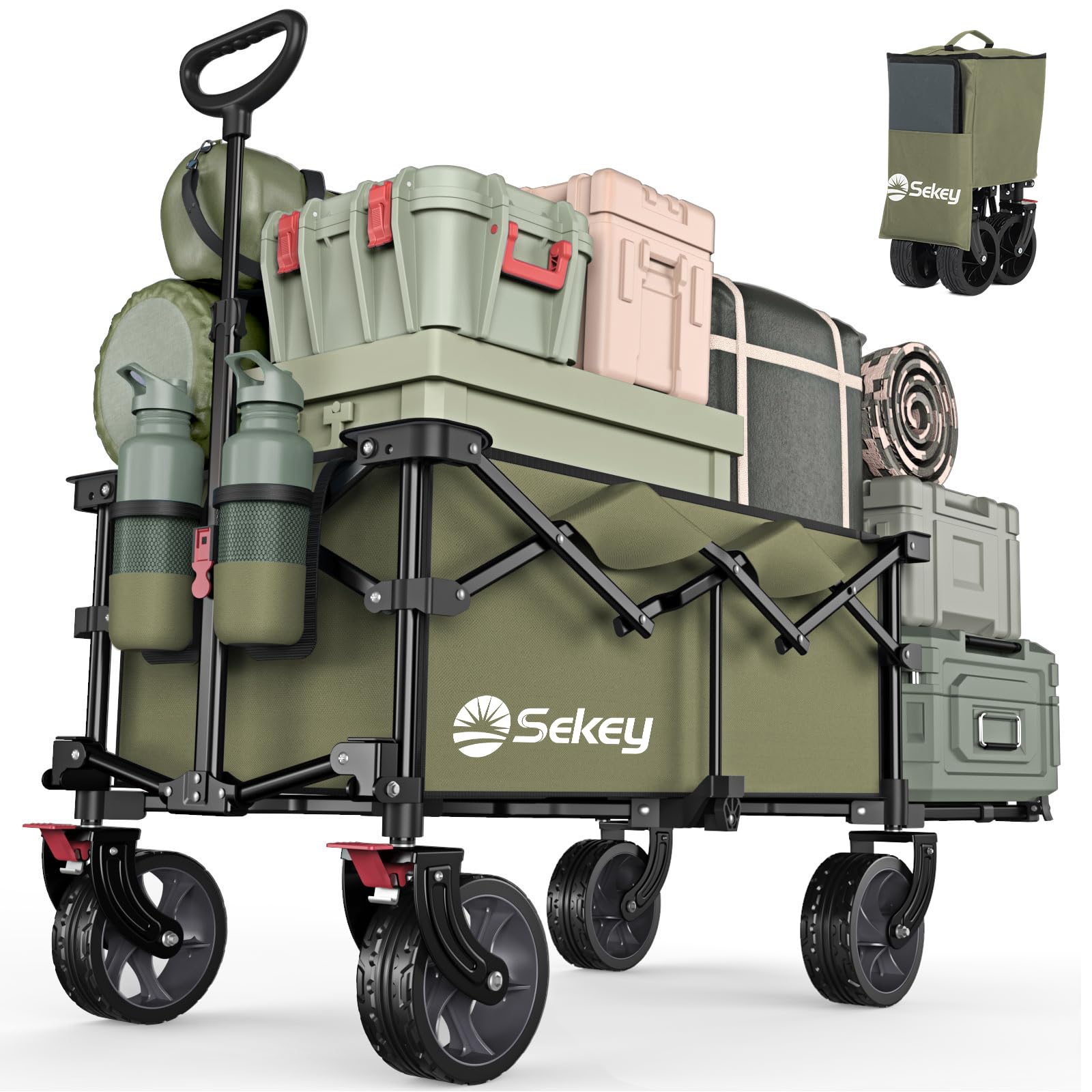 Sekey 185L Folding Festival Camping Trolley with Foldable Tailgate ...