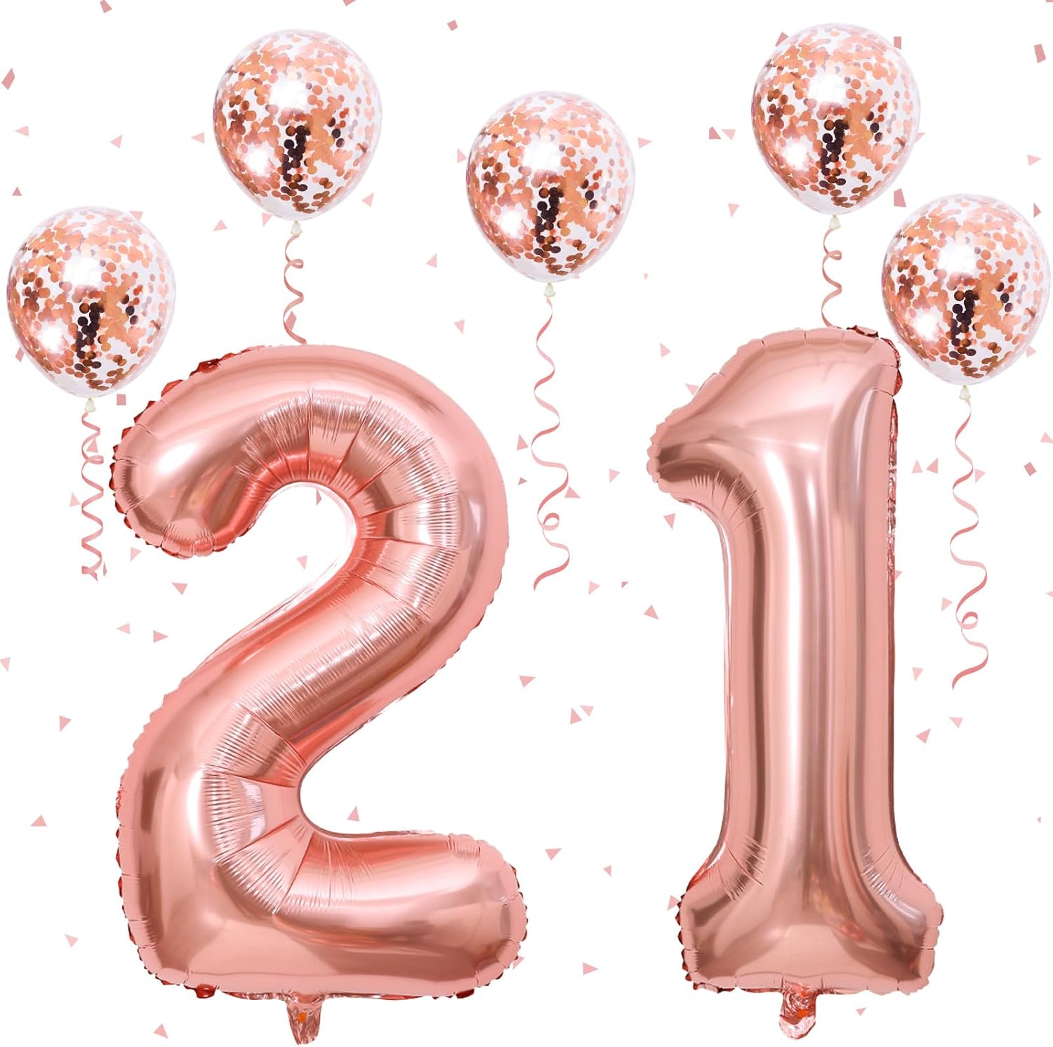 Amazon.com: Number Balloons 21 Rose Gold, 40 Inch Foil 1 & 2 Balloon ...