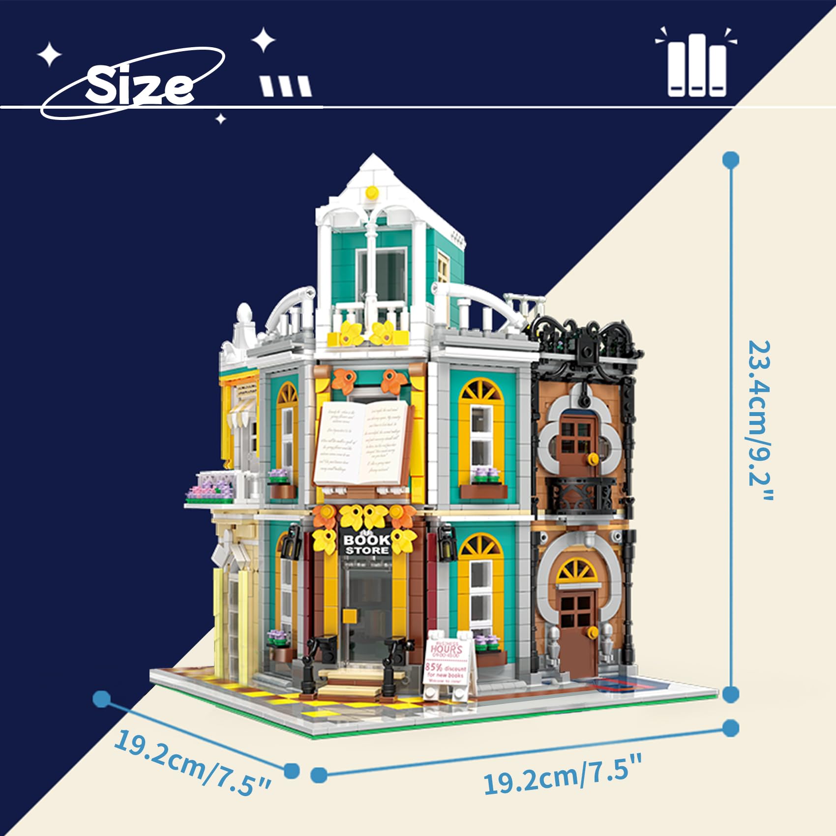 LULUFUN Corner Bookshop Building Blocks Set, Building Blocks Model Set ...