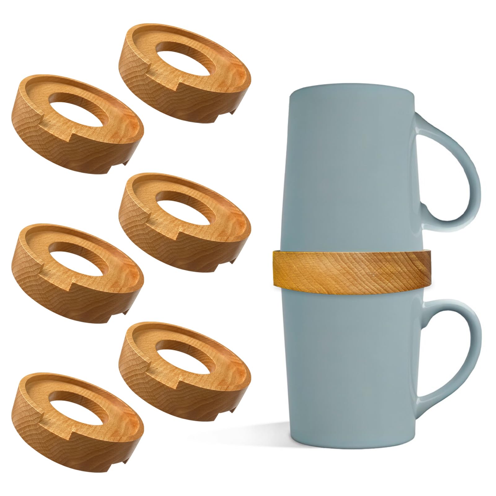 Amazon.com: SCQJPA Cup Organizer for Kitchen Cabinets, Wooden Coffee ...
