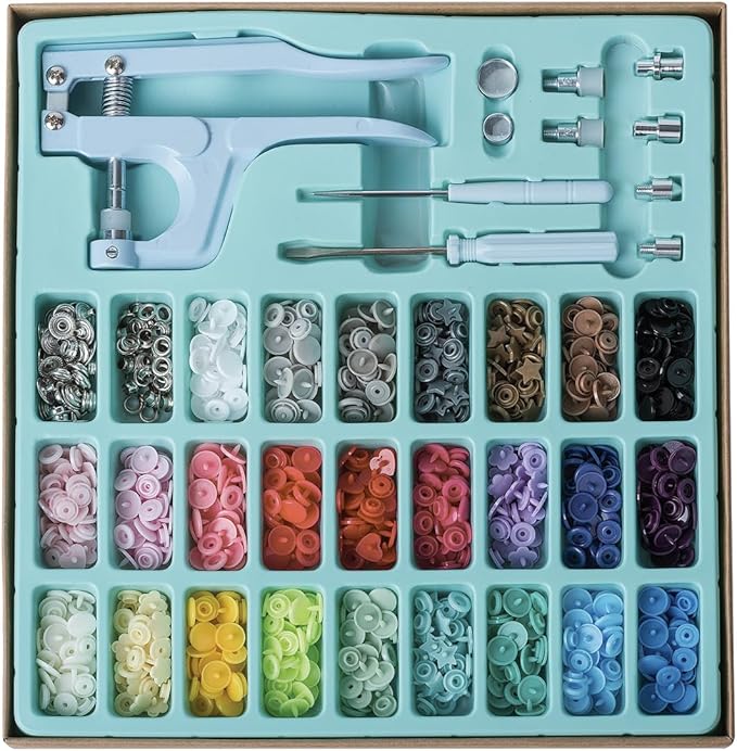 Amazon.com: Plastic Snap Fastener Kit, Plastic and Metal Snap Buttons ...