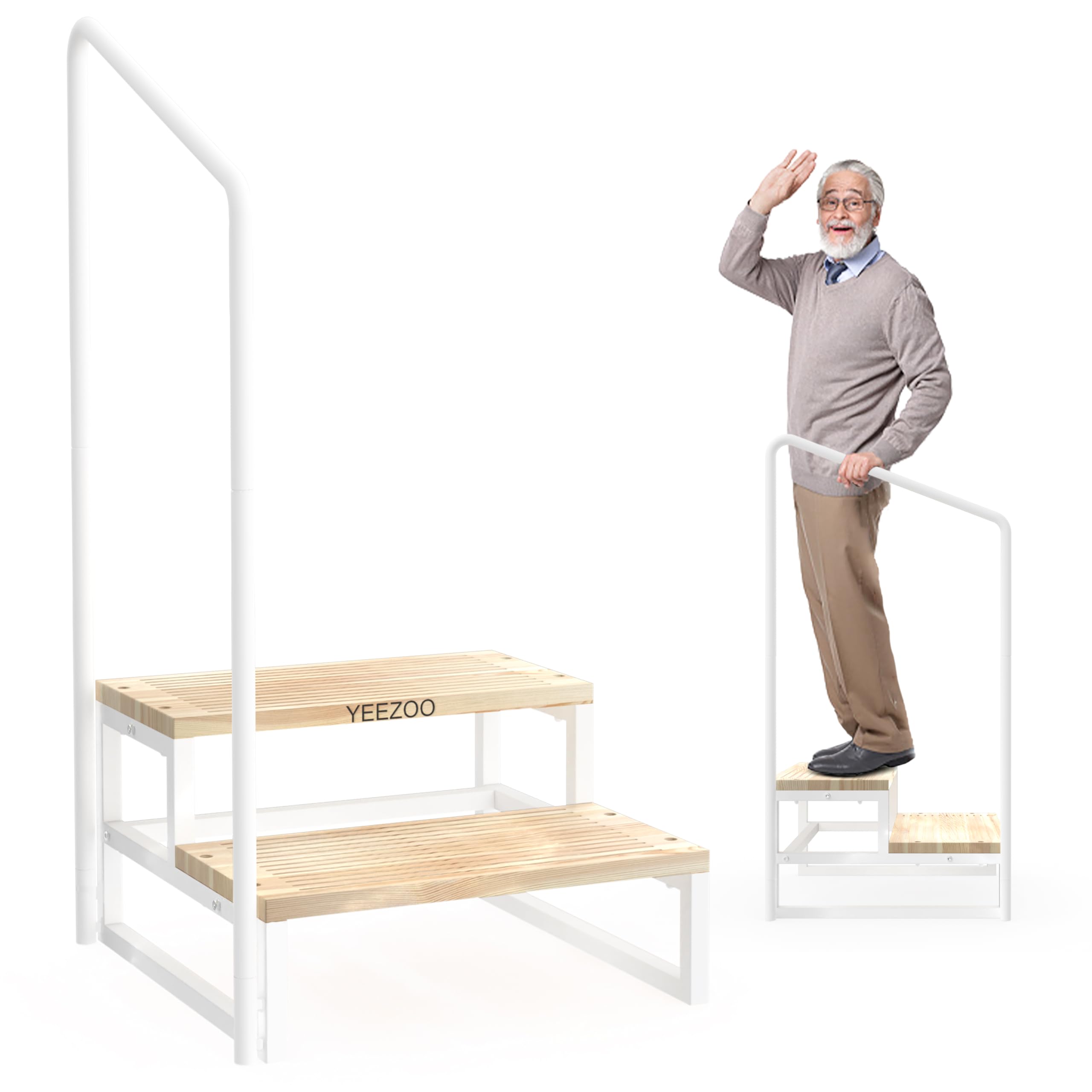 Amazon.com: yeezoo Two Steps Stool with Handle, Steps to high Bed and ...