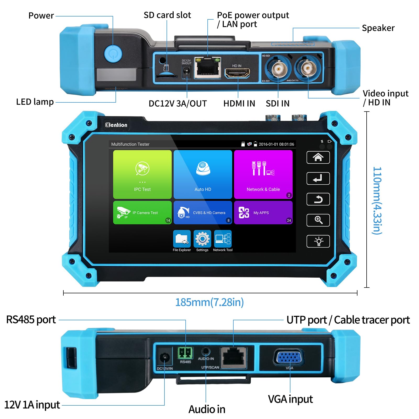 Snapklik.com : IP Camera Tester, 54inch 4K CCTV Tester,4K 8MP SDI AHD ...
