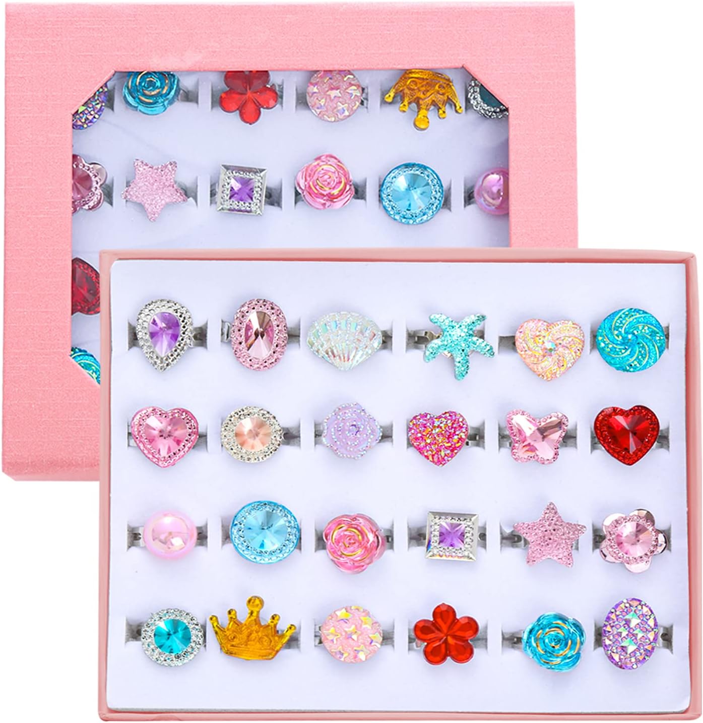Amazon.com: Assorted Color Gem Favors Plastic Party Rings (Pack of 12 ...