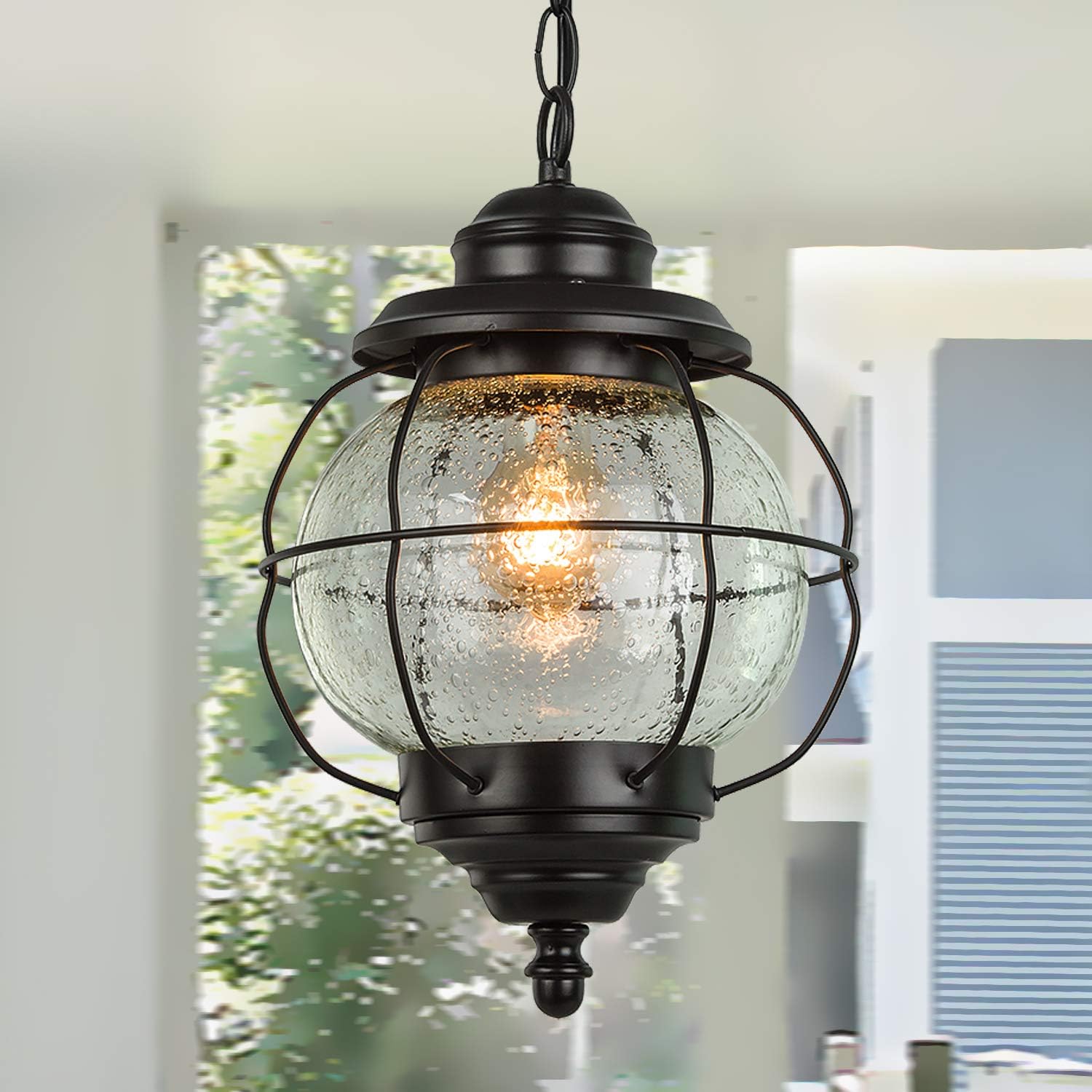 LALUZ Outdoor Pendant Lights, Farmhouse Ceiling Hanging Porch Fixture ...