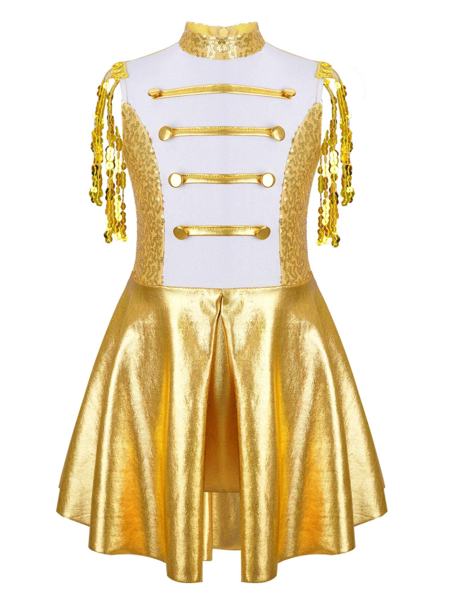 Buy Kids Girls Shiny Metallic Drum Majorette Costume Marching Band ...
