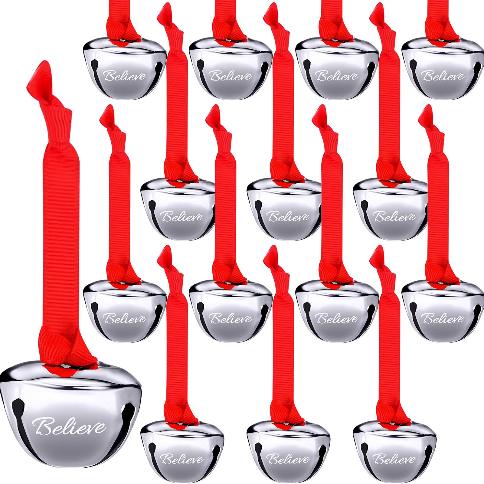 Amazon.com: 45 Pieces Believe Bell Ornament for Christmas Tree Sleigh ...