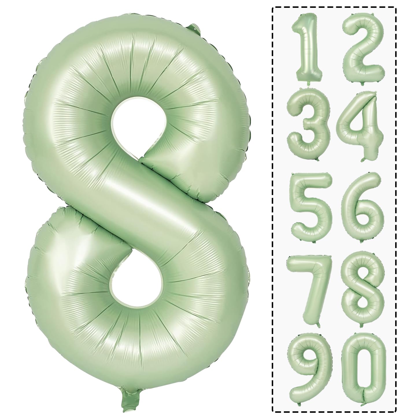 Amazon.com: Number 8 Balloon 40 Inch Sage Green Number Balloon Foil ...