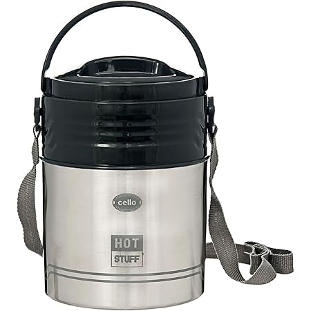 Buy Cello Hot Max 3 Stainless Steel Double Walled Lunch Box with 3 ...