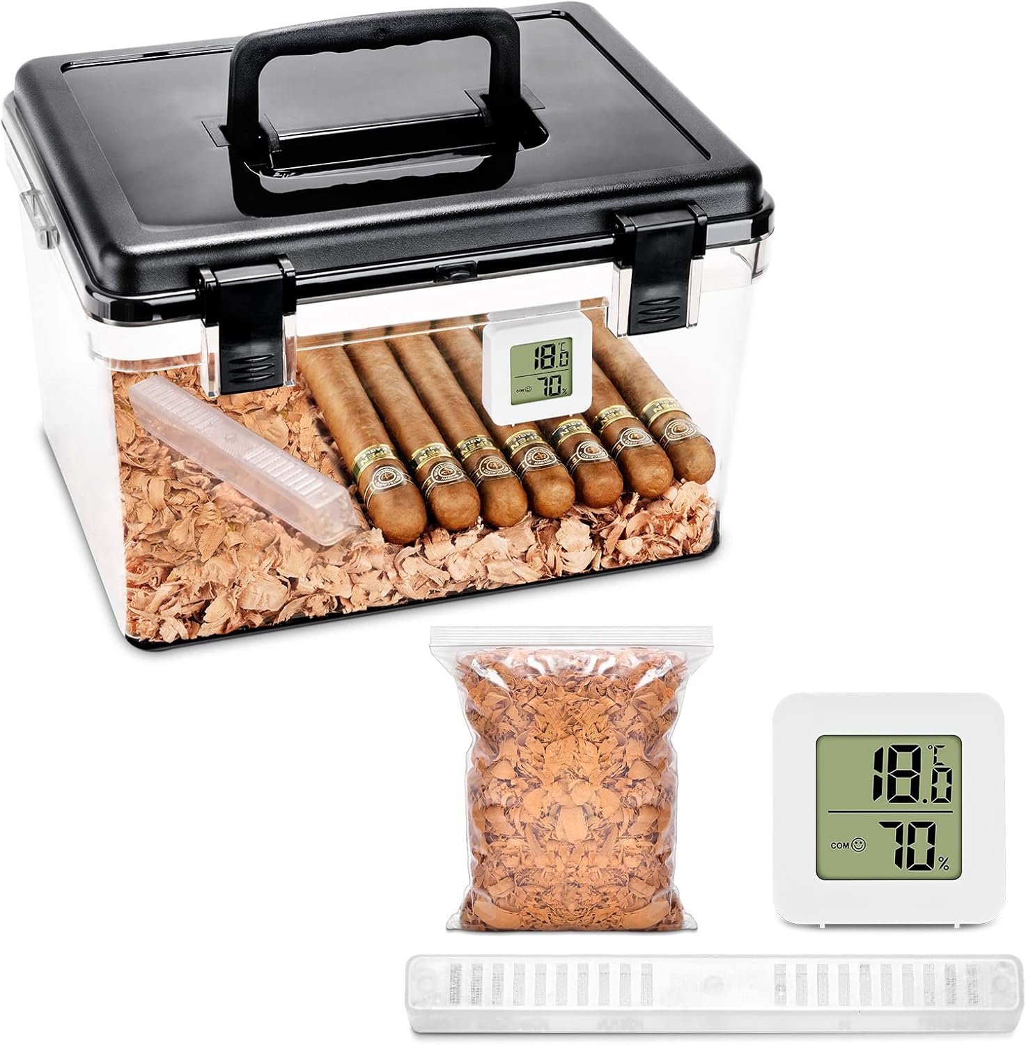 Amazon.com: Cigar Humidor Modern Clear Humidor Spanish Cedar Rolls ...