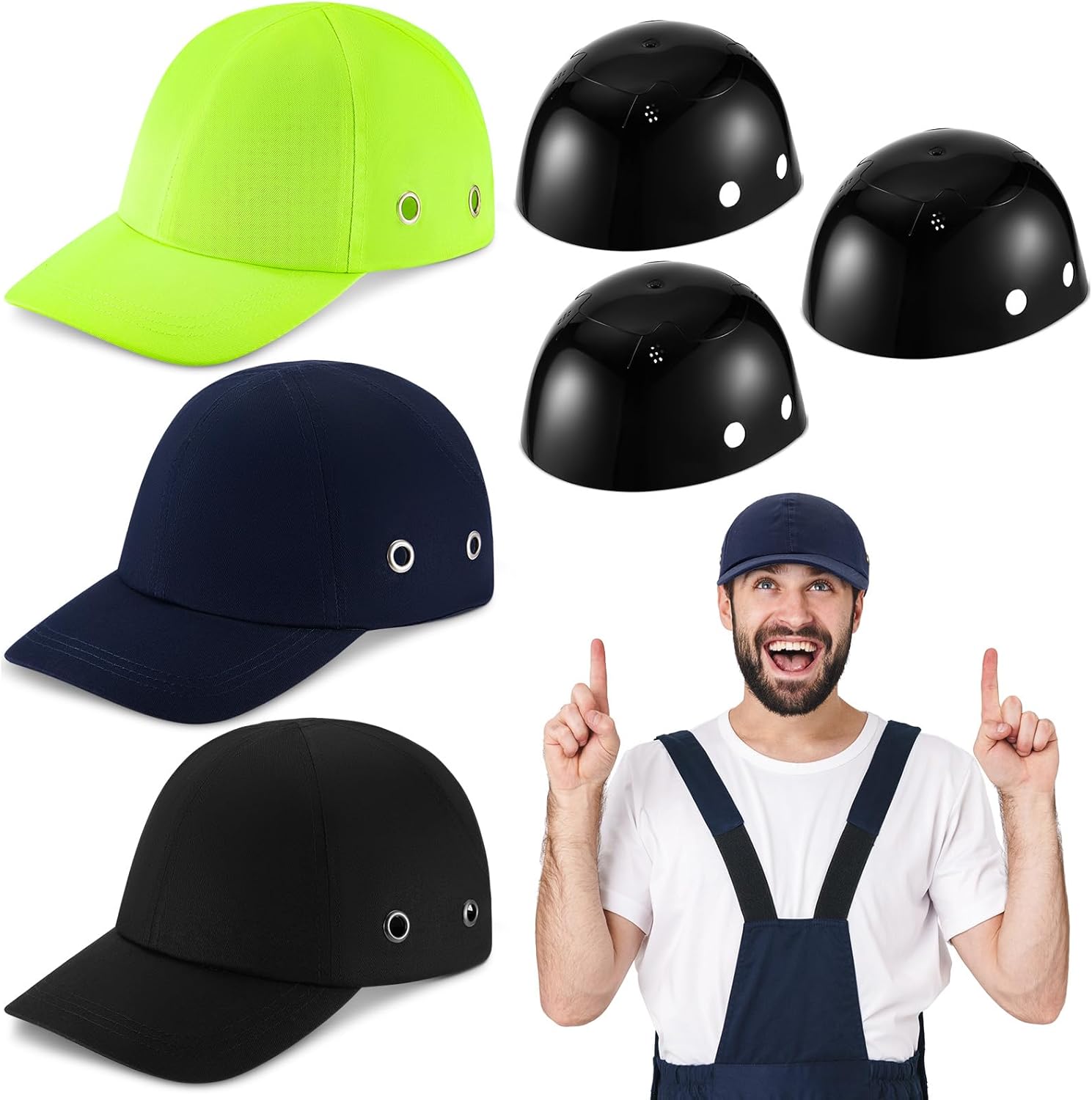 Henoyso 3 Pcs Bump Cap Baseball Hat Style Hard Hat Helmet Safety Cap ...