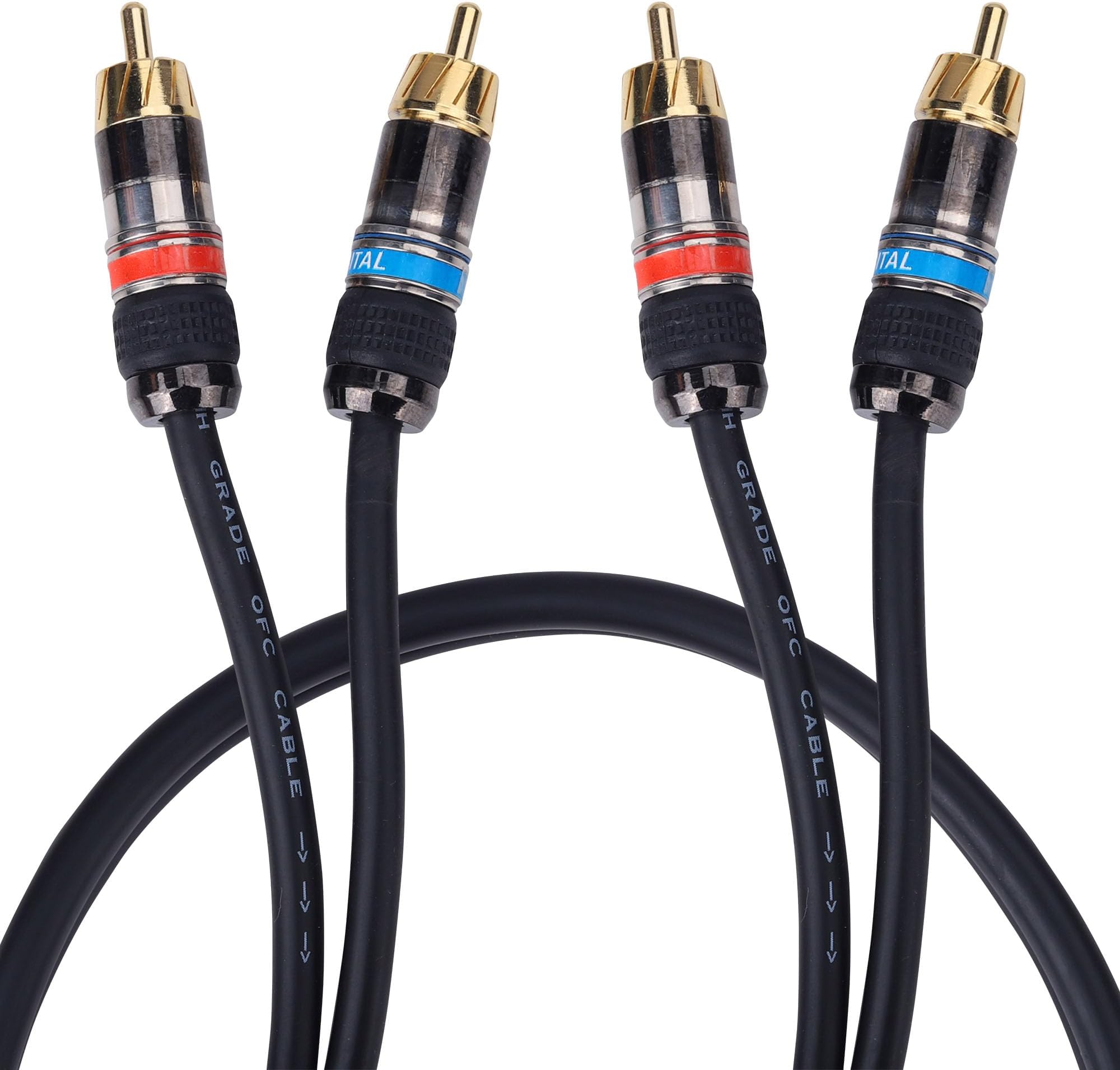MX 2 RCA To 2 RCA OFC Cable & HOME THEATRE Cable With Gold-Plated 2 RCA ...
