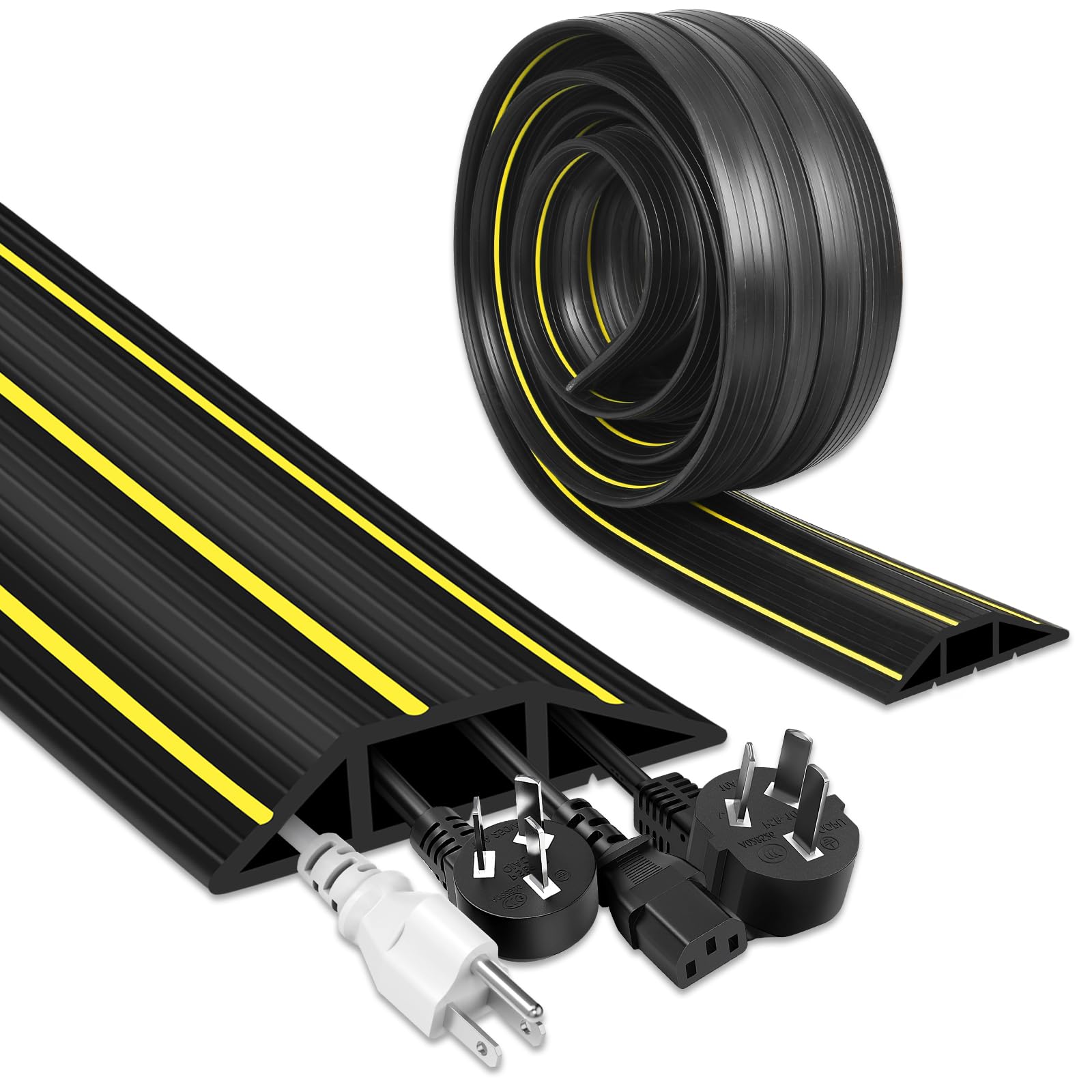 Floor Cable Cover, 3 Meters Floor Cable Protector, Heavy Duty Rubber ...