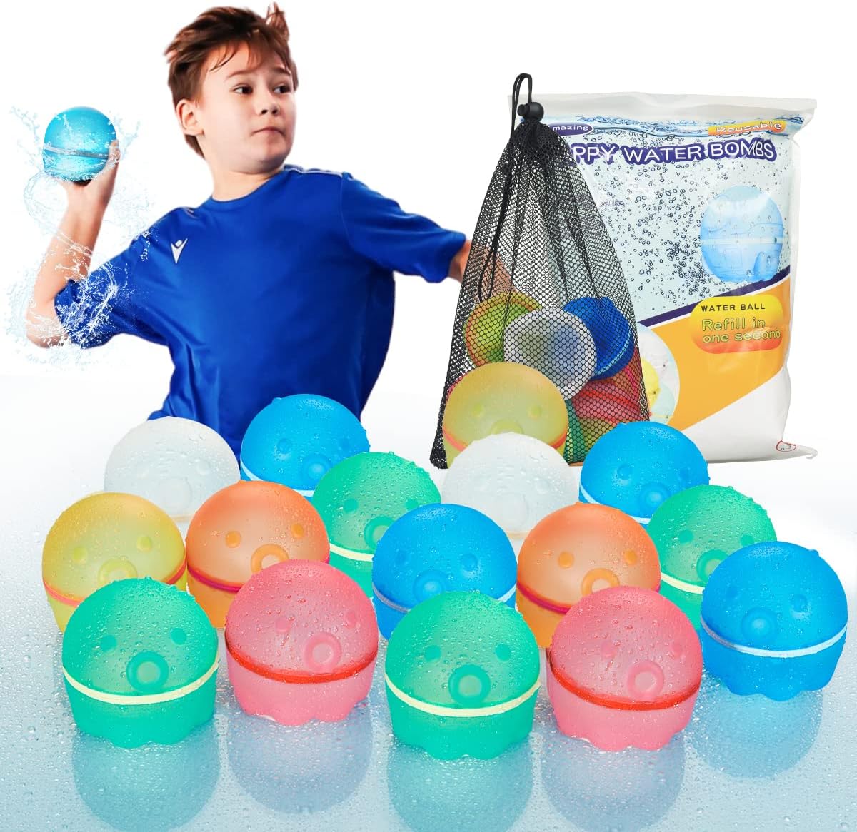 Amazon.com: Hiliop Reusable Water Balloons for Kids, Splash Refillable ...