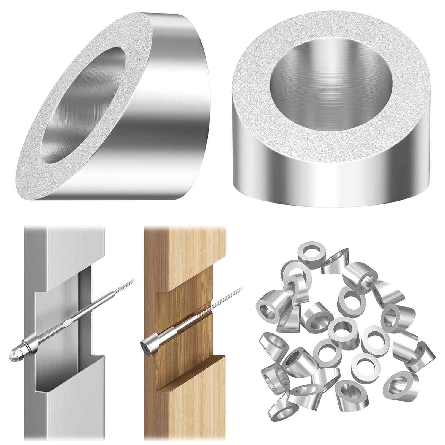 Fulifix 20 Pack Cable Railing Angled Washer - 3/8" ID Angle Beveled ...