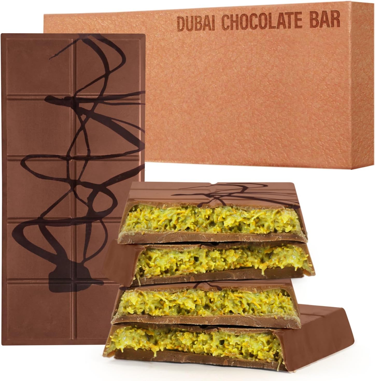 Amazon.com : Dubai Chocolate Bar - Premium Chocolate Dubai Bar with Crunchy Pistachios in an ...