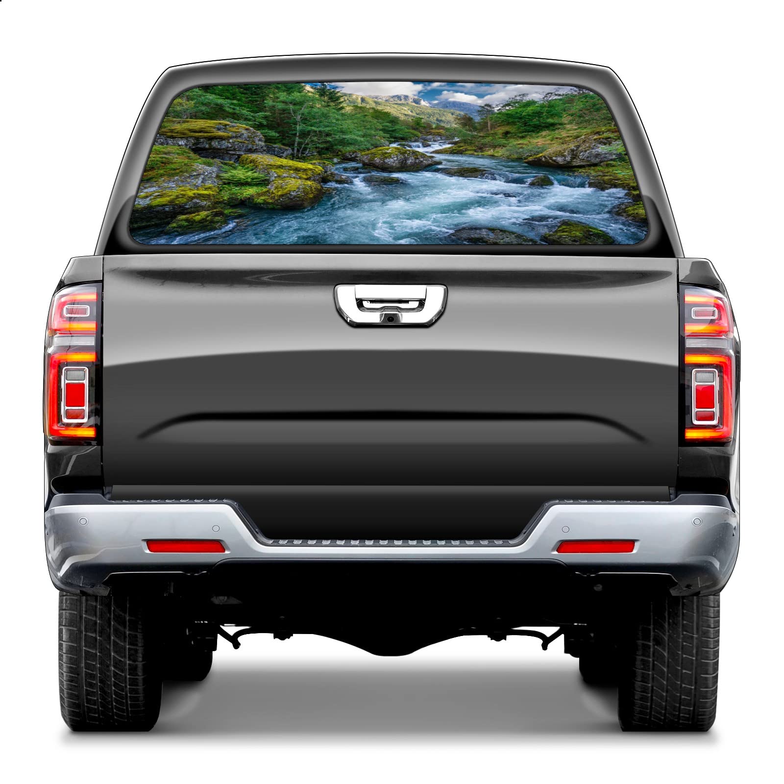 Amazon.com - Truck Rear Window Graphic Decals Mountain River Forest ...