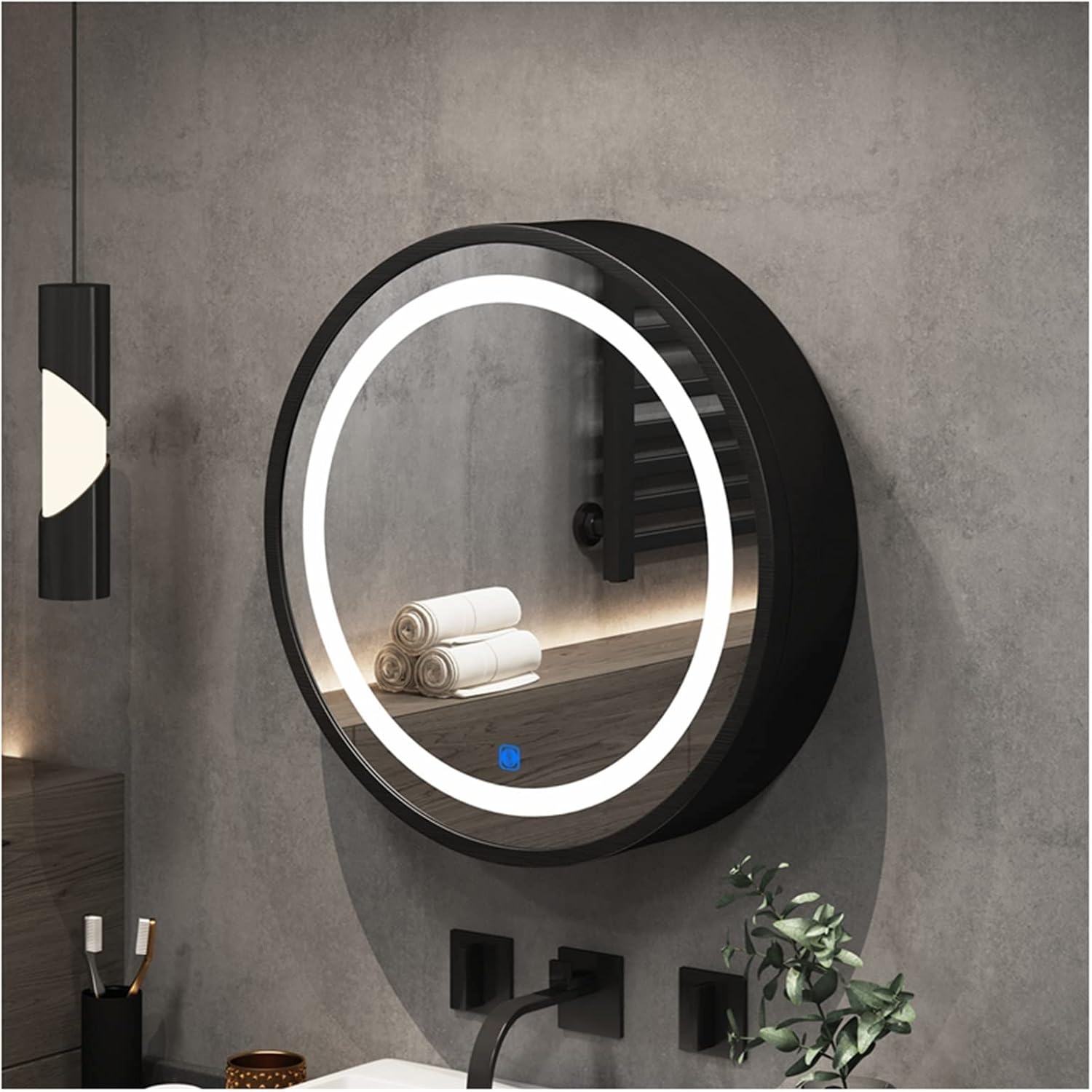 Amazon.com: LED Lighted Bathroom Mirror Cabinet, Storage Mirror, Wall ...